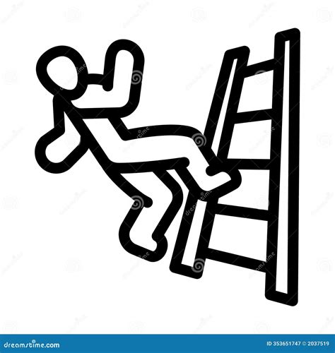 Ladder Safety Rules Man Standing On The Top Step Of The Ladder Perspective View Cartoon