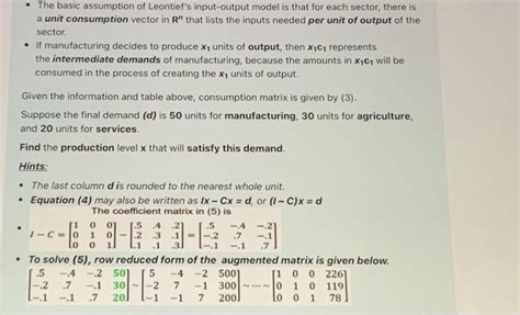 Leontief Input Output Model Is Known To Has