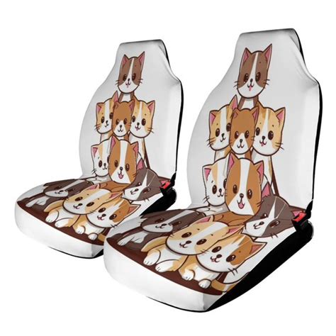 Cute Cats Pyramid Car Seat Covers Front Seats Universal Fit For Cars