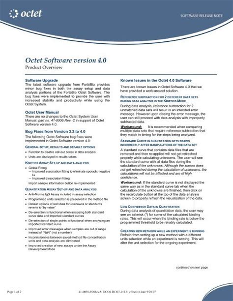 Octet Software Version 40 Fortebio