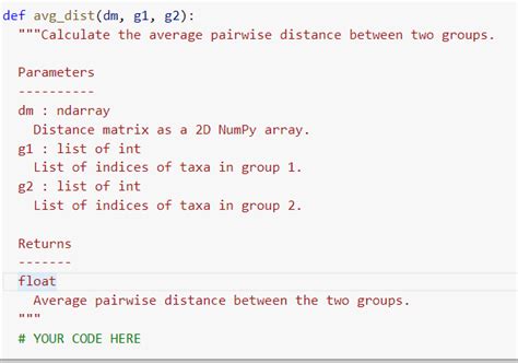 solved write a function avg dist to calculate the average