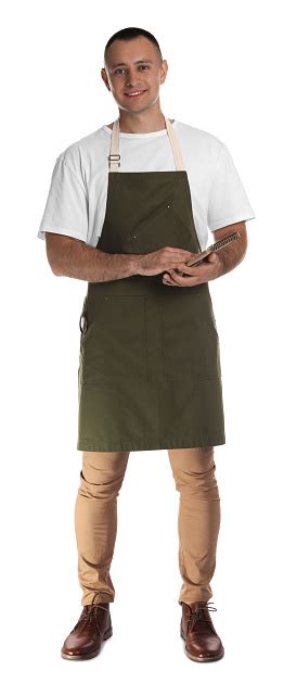 흰색 배경에 노트북행복 젊은 웨이터의 전체 길이 초상화 직원에 대한 스톡 사진 및 기타 이미지 직원 카페 관사 Istock