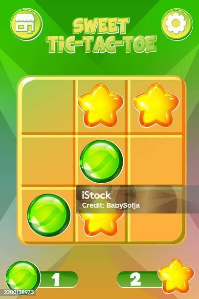 Tictactoe In Sweet Style Ui Game With Cursor Arrow Vector Cartoon Strategy Game Noughts And