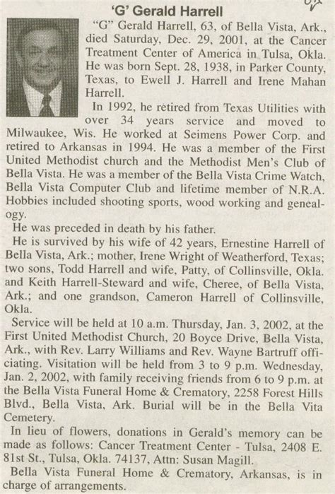 Gerald Harrell 1938 2001 Find A Grave äreminne