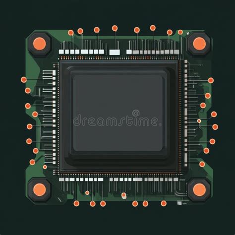 Microprocessor Chip On Green Printed Circuit Board Design Stock Illustration Illustration Of