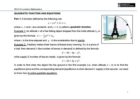 Quadratic Eqns A22 Lecture Notes Quadratic Function And Equations