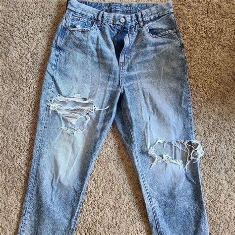 Ripped Acid Wash Mom Jeans From American Eagle Depop