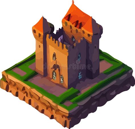 Vector Isometric Medieval Low Poly Castle Stock Vector Illustration Of Kingdom Stone 257896706