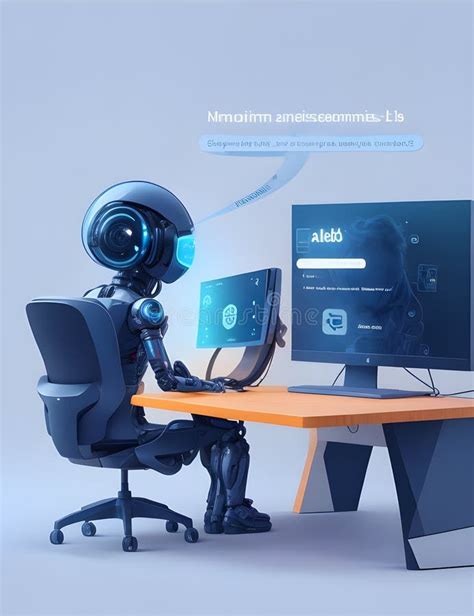 Ai Smart Chatbot Robot Working And Chatting In Computer With The Future Technology In Work Place