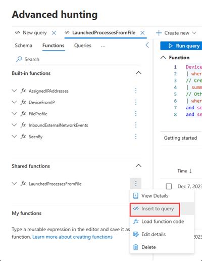 Custom Functions In The Advanced Hunting Schema Microsoft Defender