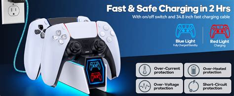 Tokluck Ps5 Controller Charger Station Compatible With Playstation 5 Edge And Dual Controller Ps5