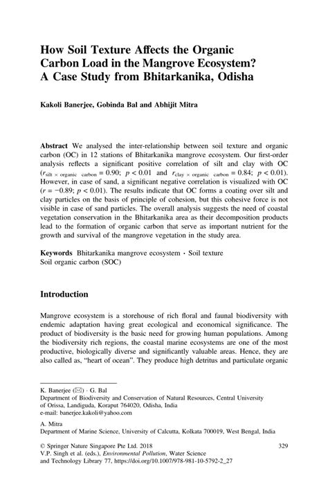 PDF How Soil Texture Affects The Organic Carbon Load In The Mangrove Ecosystem A Case Study