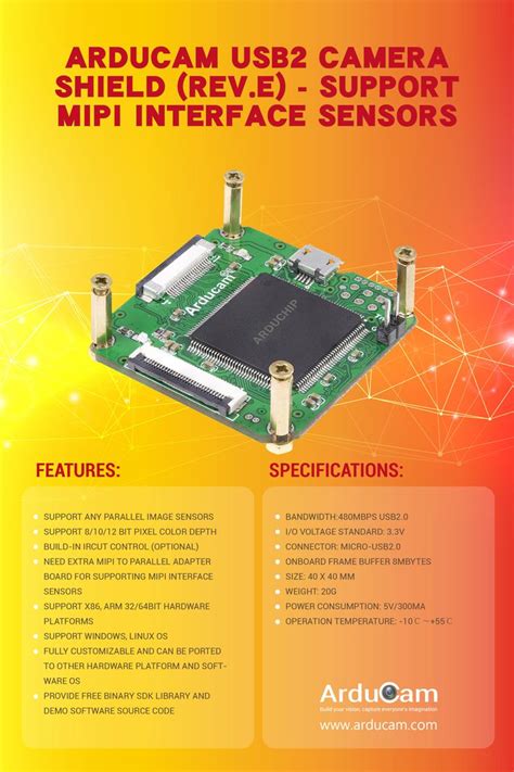 ArduCAM USB Camera Shield Rev E Support MIPI Interface Sensors Interface Sensor Camera