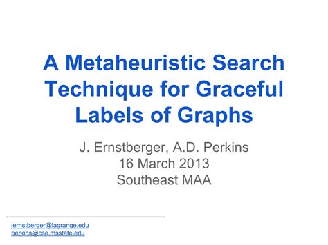 A Metaheuristic Search Technique For Graceful Labels Of Graphs By J