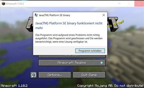 Javatm Platform Se Binary Funktioniert Nicht Mehr Hilfe Minecraft