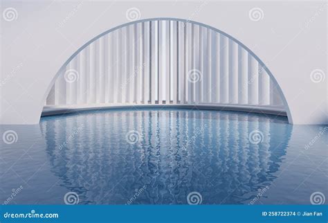 Water Surface With Creative Geometric Structure 3d Rendering Stock Illustration Illustration