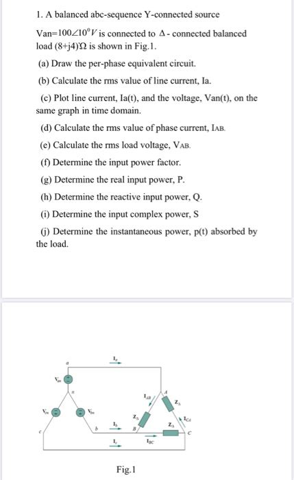 Solved 1 A Balanced Abc Sequence Y Connected Source