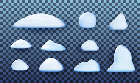 Premium Vector D Set Of Snow Shapes Isolated Render Collection Of Snowdrifts Piles Of Snow