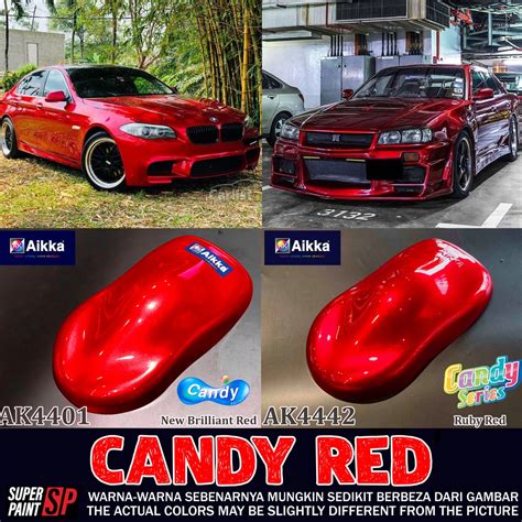 [ Candy Red ] Aikka Ak4405 Ak4442 Candy Series Merah Candy Brilliant Red Cat Kereta Motor