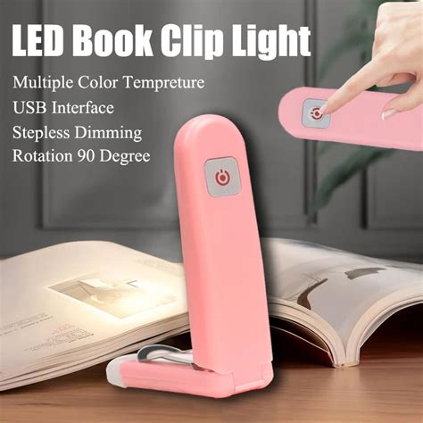 휴대용 Usb 충전식 책 조명 밝기 조절 가능 미니 Led 독서 램프 북마크 라이트 3 티몬