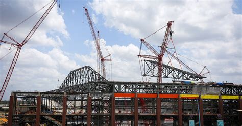Globe Life Field Two Thirds Complete First Retractable Roof Trusses