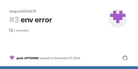 Env Error · Issue 3 · Sangrockegacr · Github