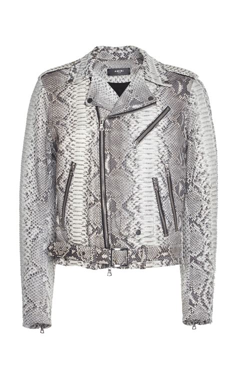 Amiri Natural White Python Leather Biker Jacket Leather Guys