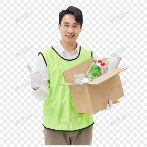 플라스틱 쓰레기 이미지를 들고 있는 공익 환경 보호 자원봉사자 Png 일러스트 무료 다운로드 Lovepik