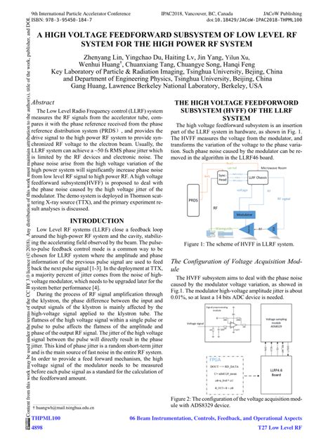 Pdf A High Voltage Feedforward Subsystem Of Low Level Rf System For