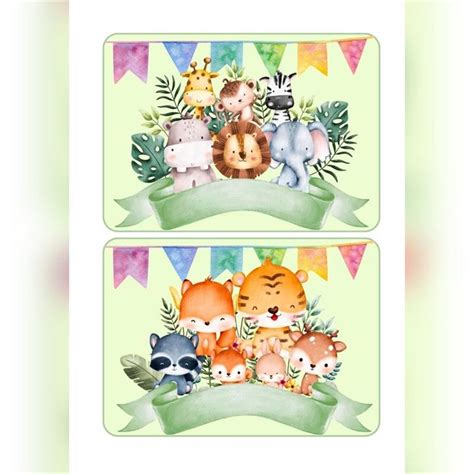 قیمت و خرید تم تولد جنگل حیوانات و برگ انجیری کارت پستال رو میزی