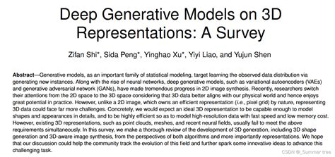 【论文解析】deep Generative Models On 3d Representations A Surveydeep Generative Models Survey Csdn博客
