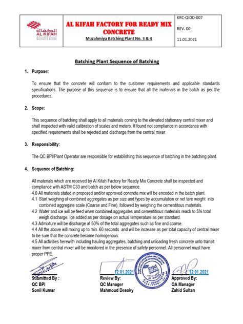 Batching Plant Sequence Of Batching Pdf Concrete Building Technology