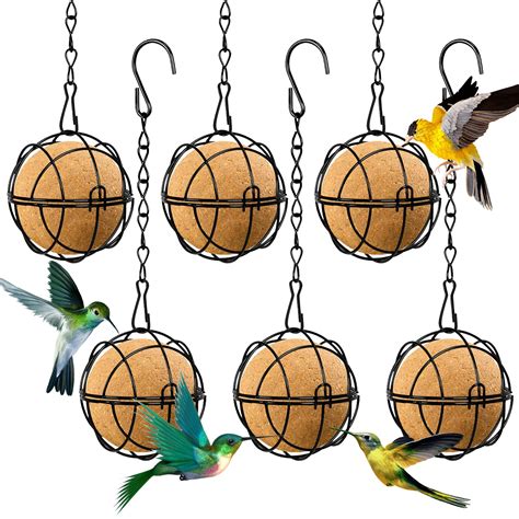 Bird Feeders 6pcs Metal Hanging Bird Feeder With Hooks Balls Suet Feeders For