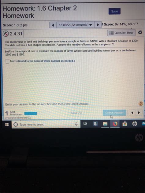 solved homework 1 6 chapter 2 homework score 1 of 2 pts