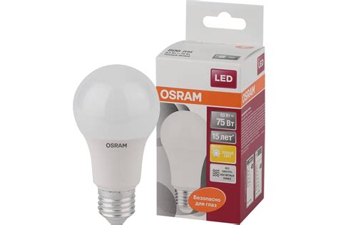 Светодиодная лампа Osram LED STAR A Стандарт 8,5 Вт E27 806 Лм 2700 К ...