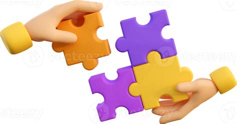 3d Human Hands With Jigsaw Puzzle Pieces Concept Of Business Problems