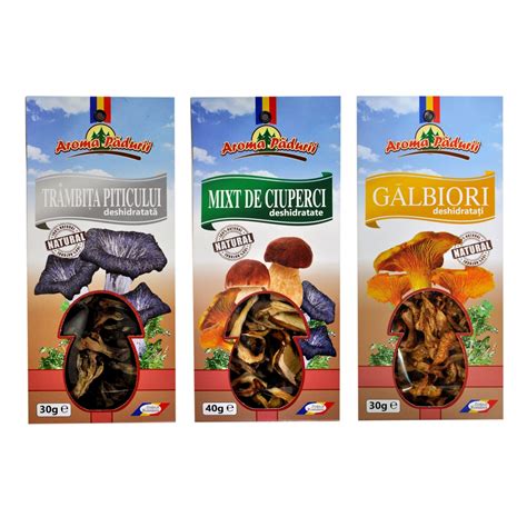 Pachet Ciuperci Deshidratate 3 Hribi 3 Galbiori 3 Mixt De Ciuperci