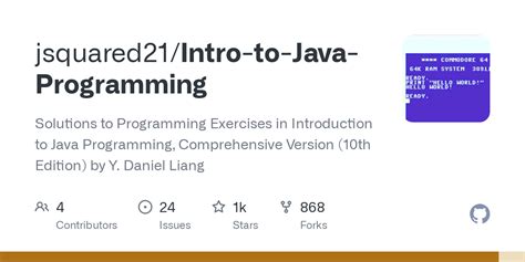 GitHub Jsquared Intro To Java Programming Solutions To Programming Exercises In