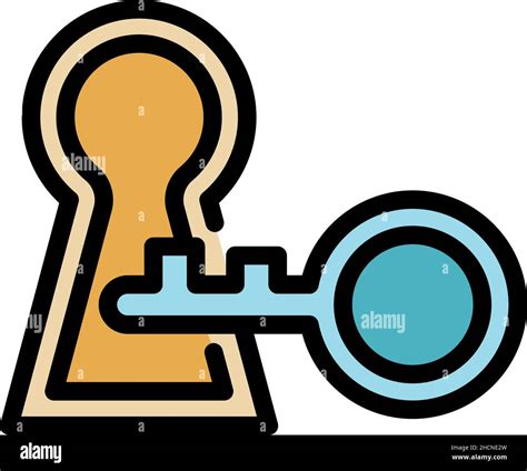 Key Lock Solving Icon Outline Key Lock Solving Vector Icon Color Flat Isolated Stock Vector