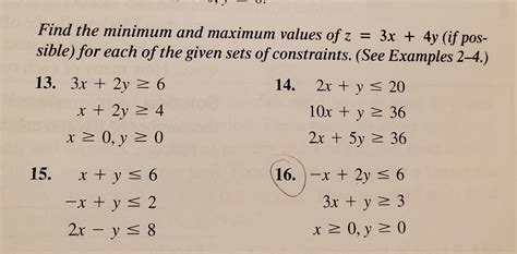 solved find the minimum and maximum values of z 3x 4y