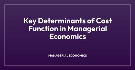 Key Determinants Of Cost Function In Managerial Economics • Slm Self Learning Material For Mba