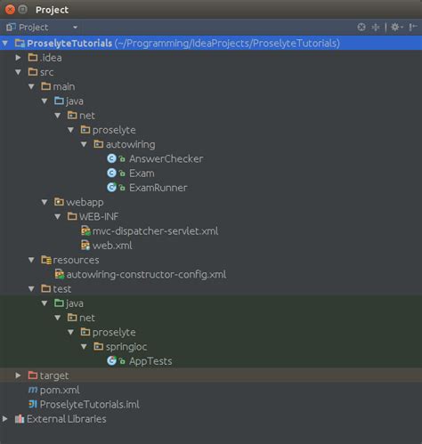Руководство по Spring Autowiring Constructor пример приложения Proselyte