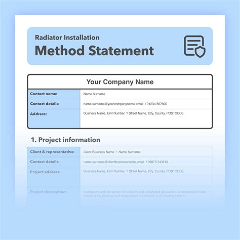 Radiator Installation Method Statement Template Pre Filled