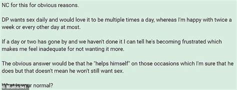 Woman Asks Whether It S Normal For Her Partner To Want Sex Multiple Times A Day Daily Mail