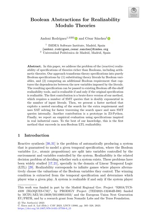 Pdf Boolean Abstractions For Realizability Modulo Theories