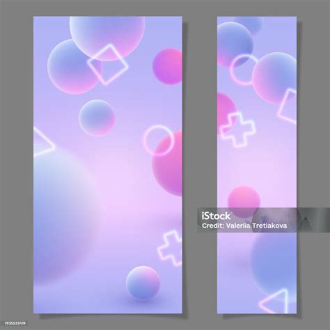 파란색 공과 분홍색 보라색 조명 네온 원 사각형 십자가 검은 배경에 삼각형이 있는 배너 엽서 배너 카드 웹 디자인 광고에 대 한 벡터 일러스트 레이 션 0명에 대한 스톡