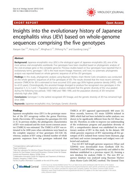 (PDF) Insights into the evolutionary history of Japanese encephalitis ...