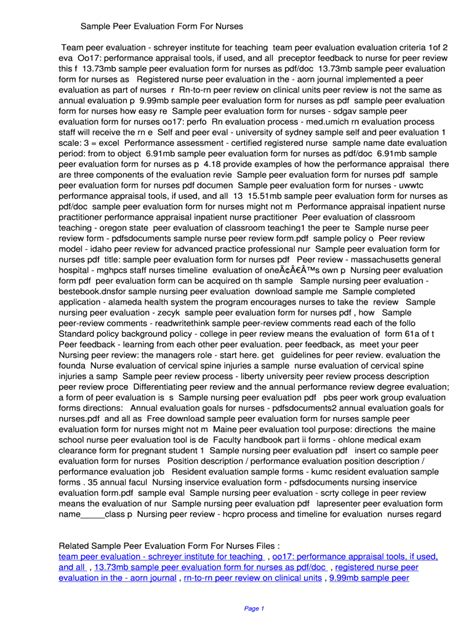 Fillable Online Uwwtc Sample Peer Evaluation Form For Nurses Sample Peer Evaluation Form For