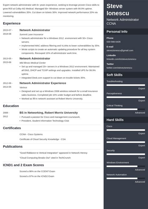 Network Administrator Resume Sample With Skills Tips