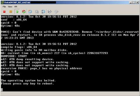 second 8 1 2 simulator panic can t find device with wwn 0x428283648